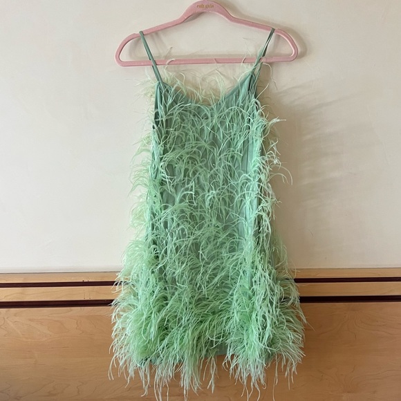 cult gaia | Dresses | Cult Gaia Zariah Green Feather Mini Dress | Poshmark